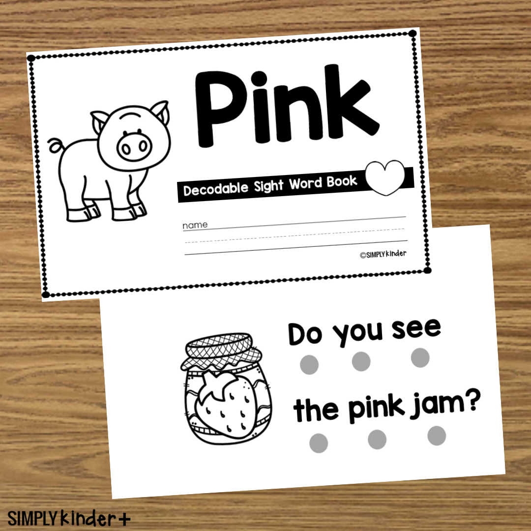 Pink - Sight Word Book Activities - Simply Kinder + Printable Membership