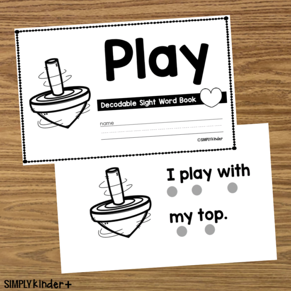 Play - Sight Word Book Activities - Simply Kinder + Printable Membership
