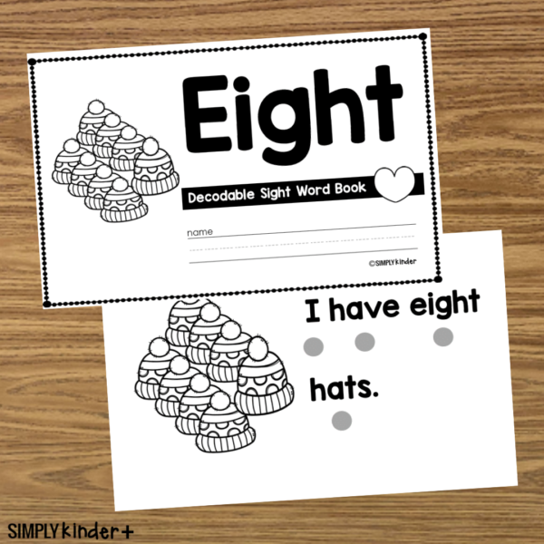 Eight - Sight Word Book Activities - Simply Kinder + Printable Membership
