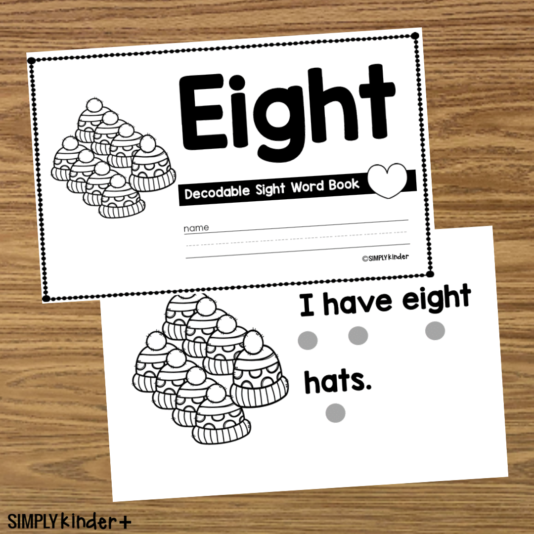 Eight - Sight Word Book Activities - Simply Kinder + Printable Membership