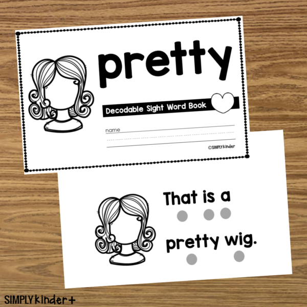 Pretty - Sight Word Book Activities - Simply Kinder + Printable Membership