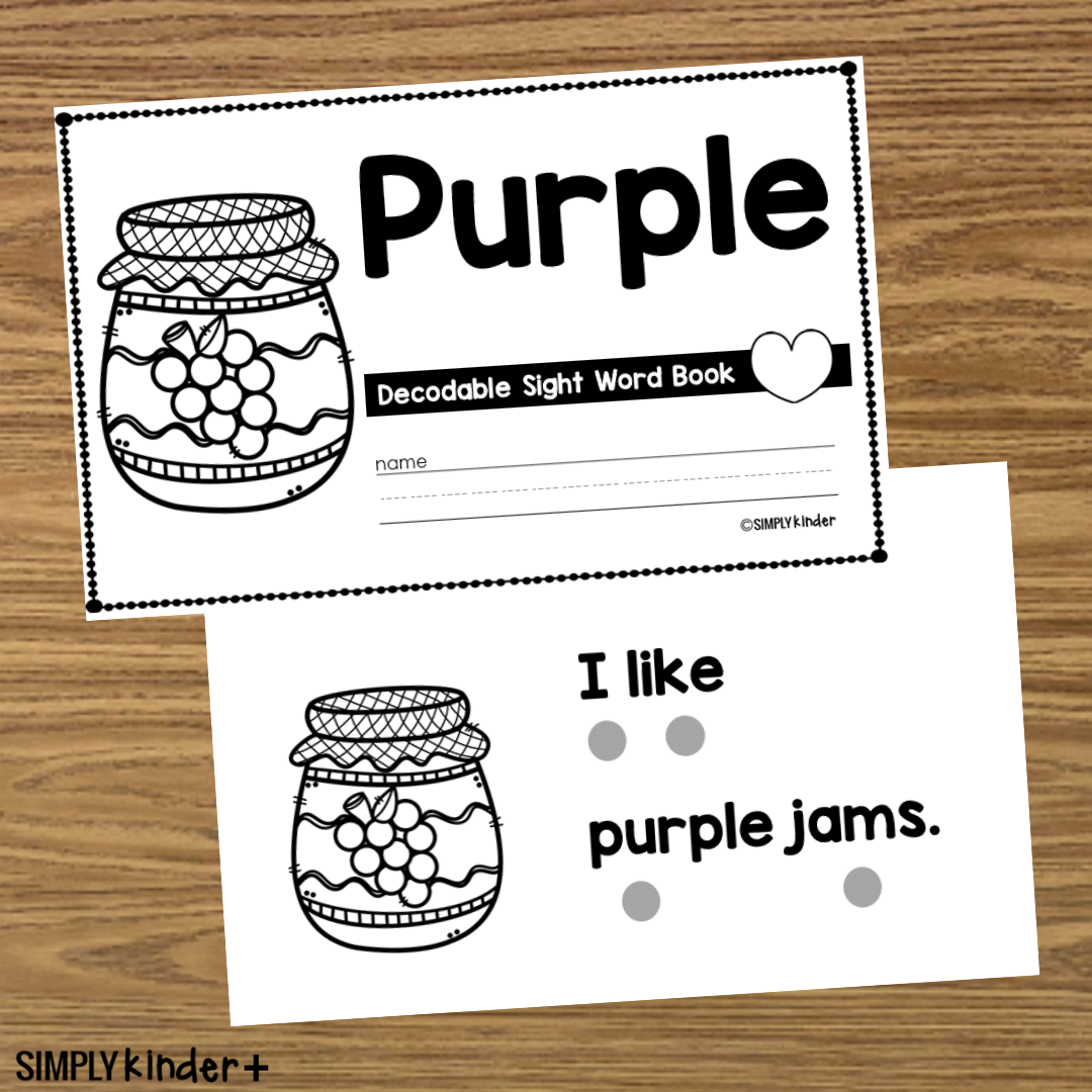 Purple - Sight Word Book Activities - Simply Kinder + Printable Membership