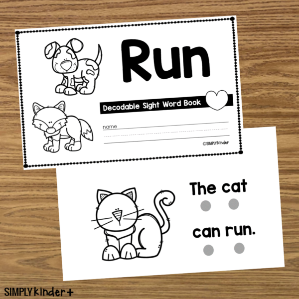 Run - Sight Word Book Activities - Simply Kinder + Printable Membership
