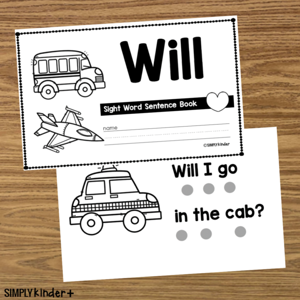 Will - Sight Word Book Activities - Simply Kinder + Printable Membership