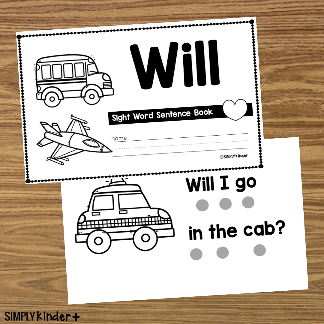 Will - Sight Word Book Activities - Simply Kinder + Printable Membership