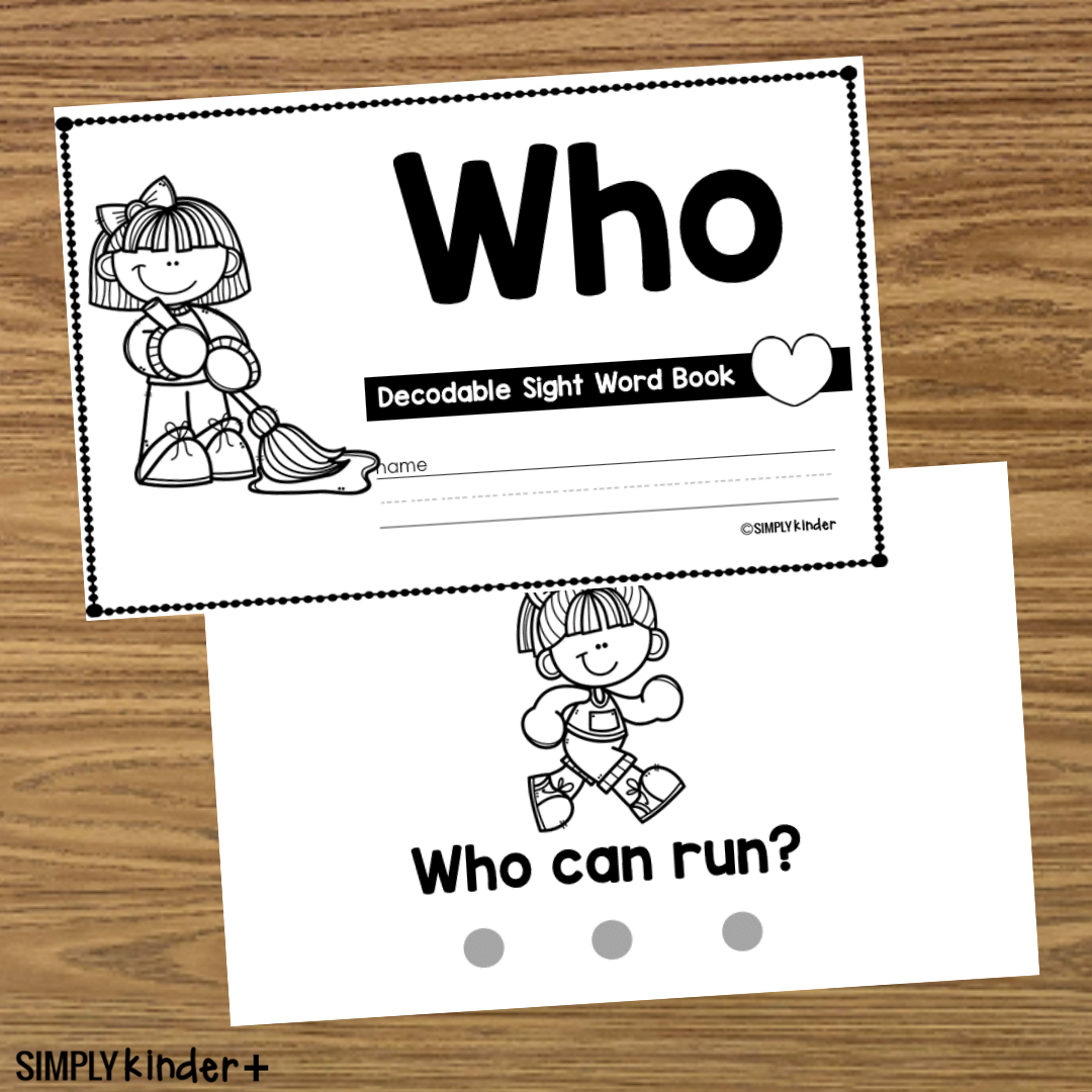 Who - Sight Word Book Activities - Simply Kinder + Printable Membership