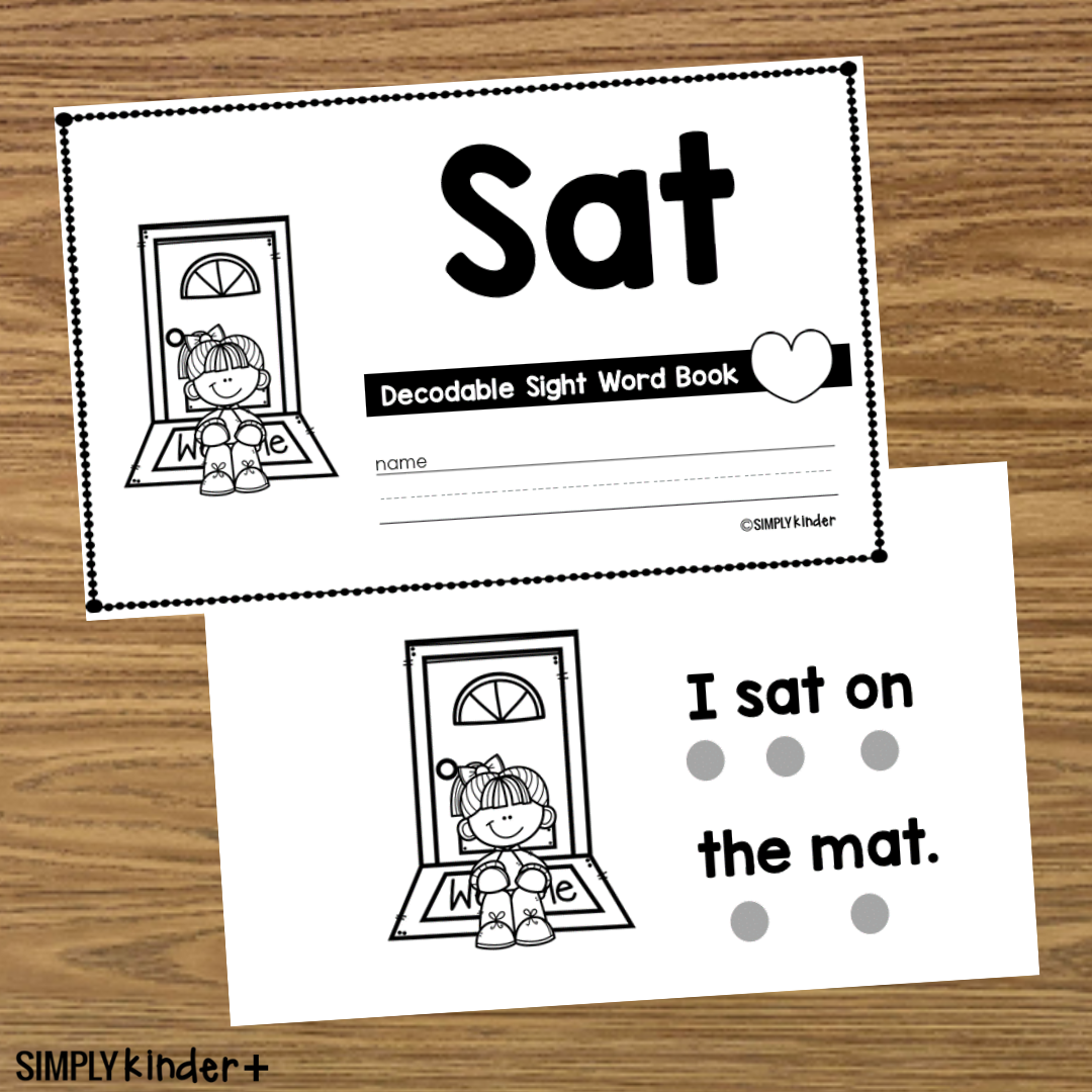 Sat - Sight Word Book Activities - Simply Kinder + Printable Membership