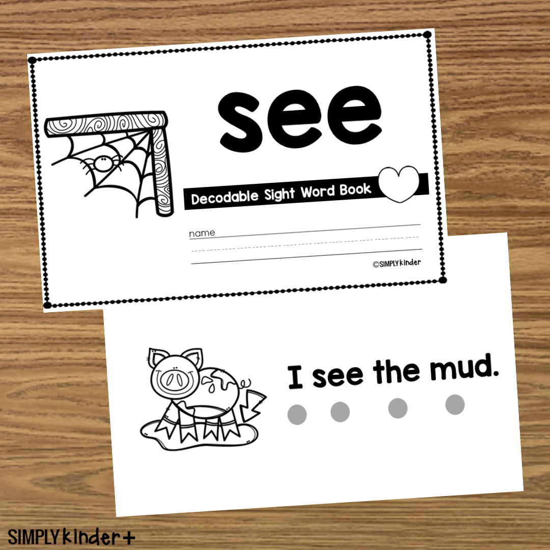 See - Sight Word Book Activities - Simply Kinder + Printable Membership