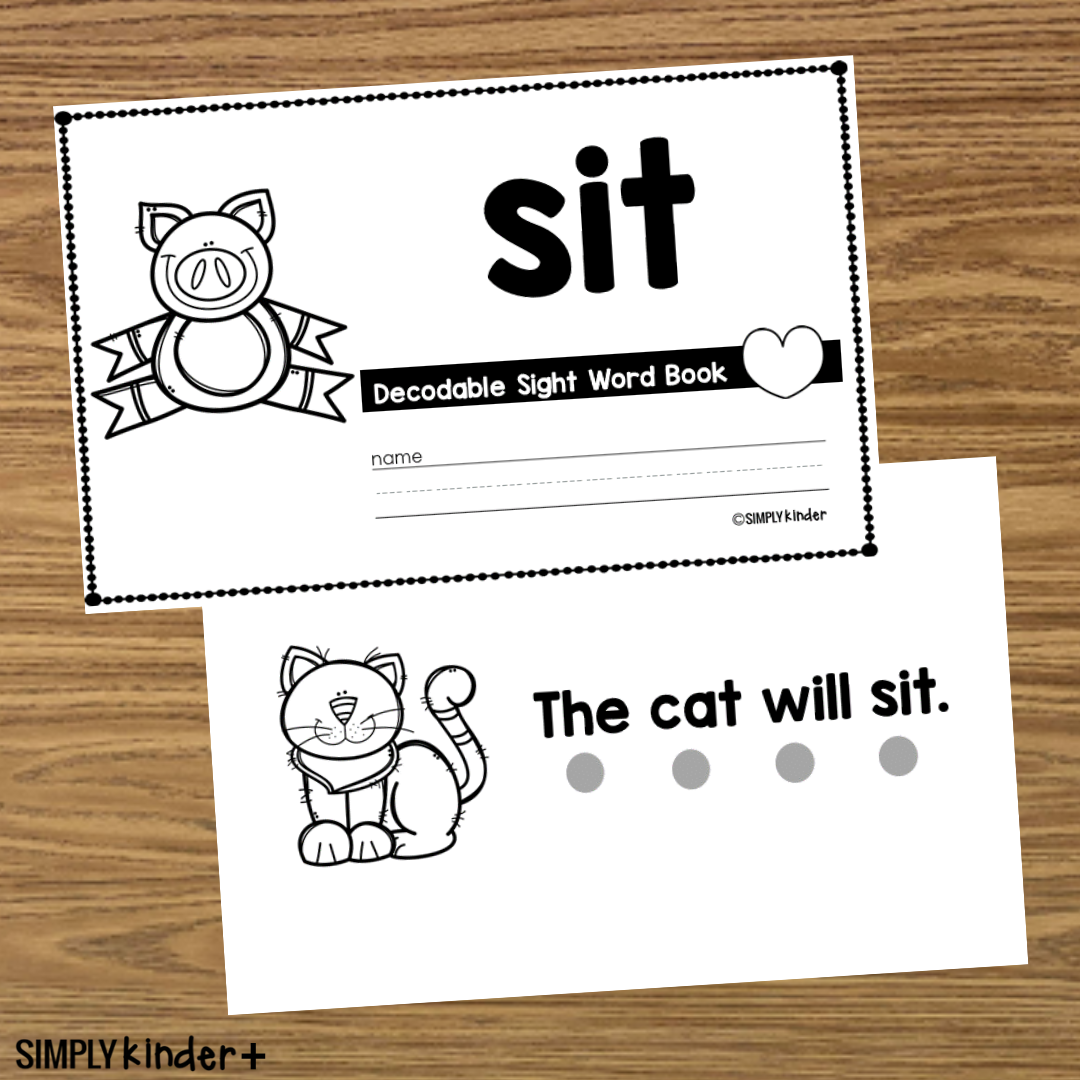 Sit - Sight Word Book Activities - Simply Kinder + Printable Membership