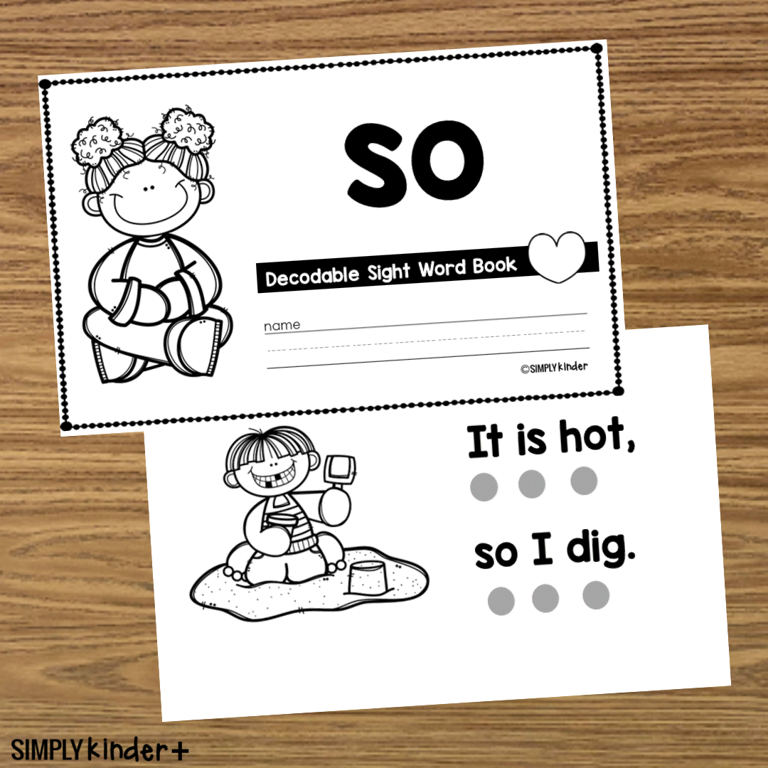 So - Sight Word Book Activities - Simply Kinder + Printable Membership