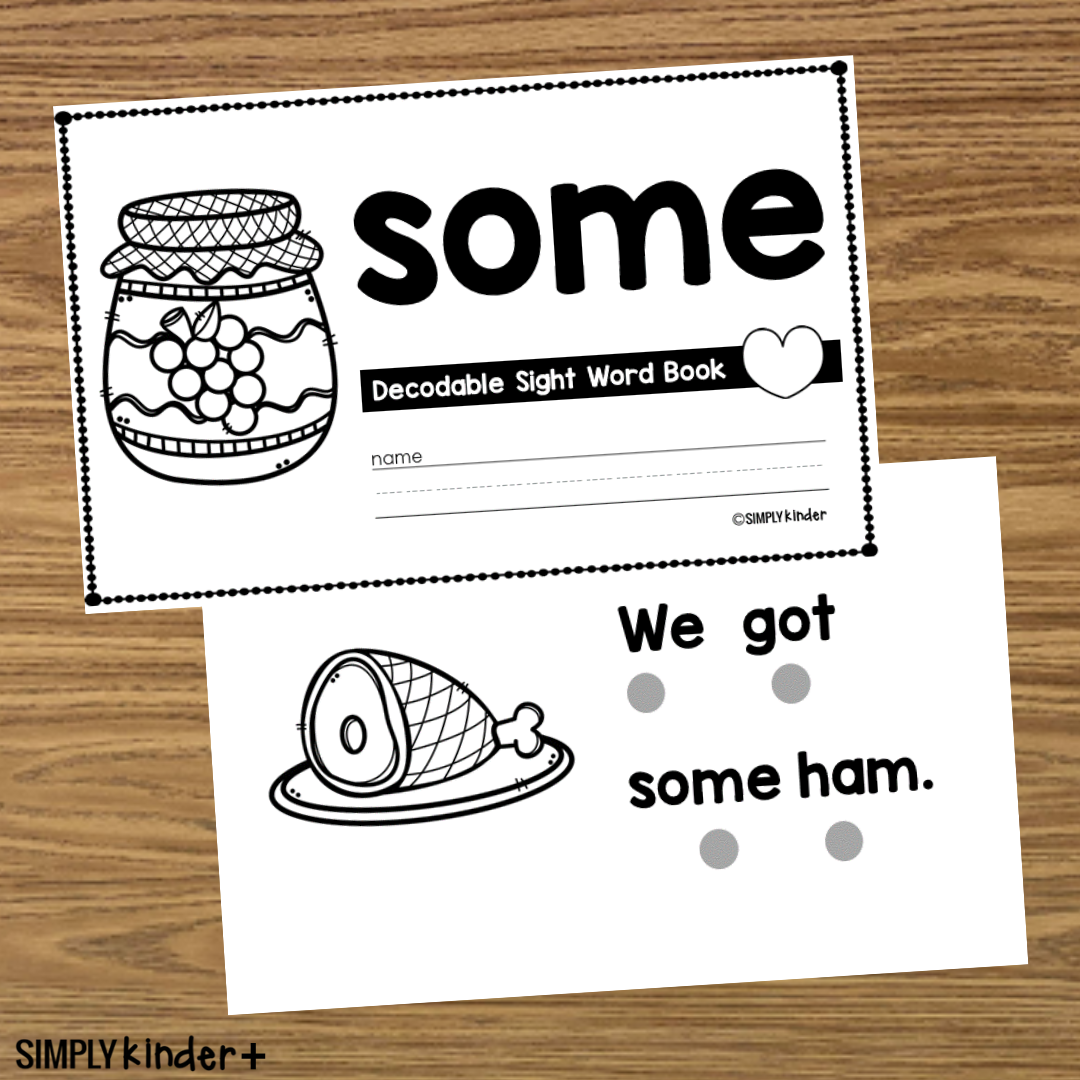 Some - Sight Word Book Activities - Simply Kinder + Printable Membership