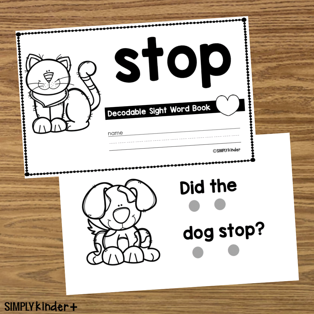 Stop - Sight Word Book Activities - Simply Kinder + Printable Membership