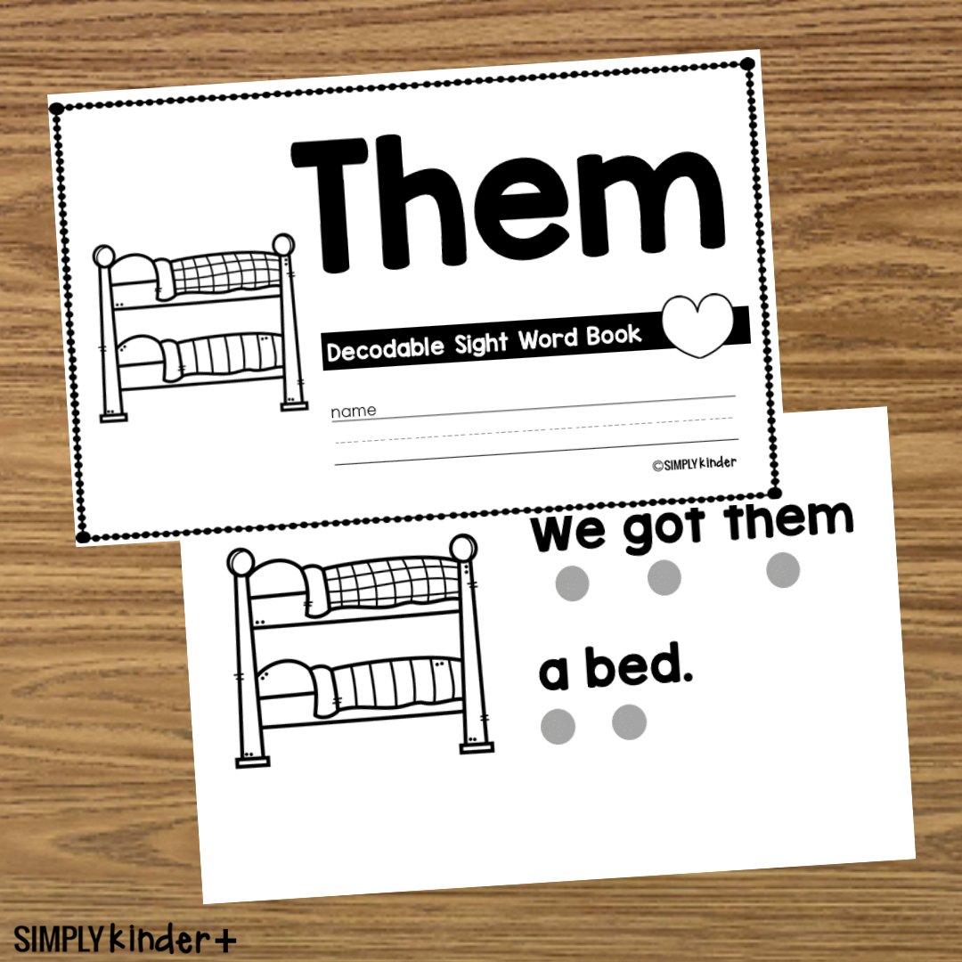Them - Sight Word Book Activities - Simply Kinder + Printable Membership