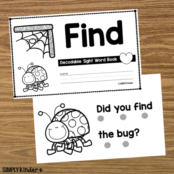 Find - Sight Word Book Activities - Simply Kinder + Printable Membership