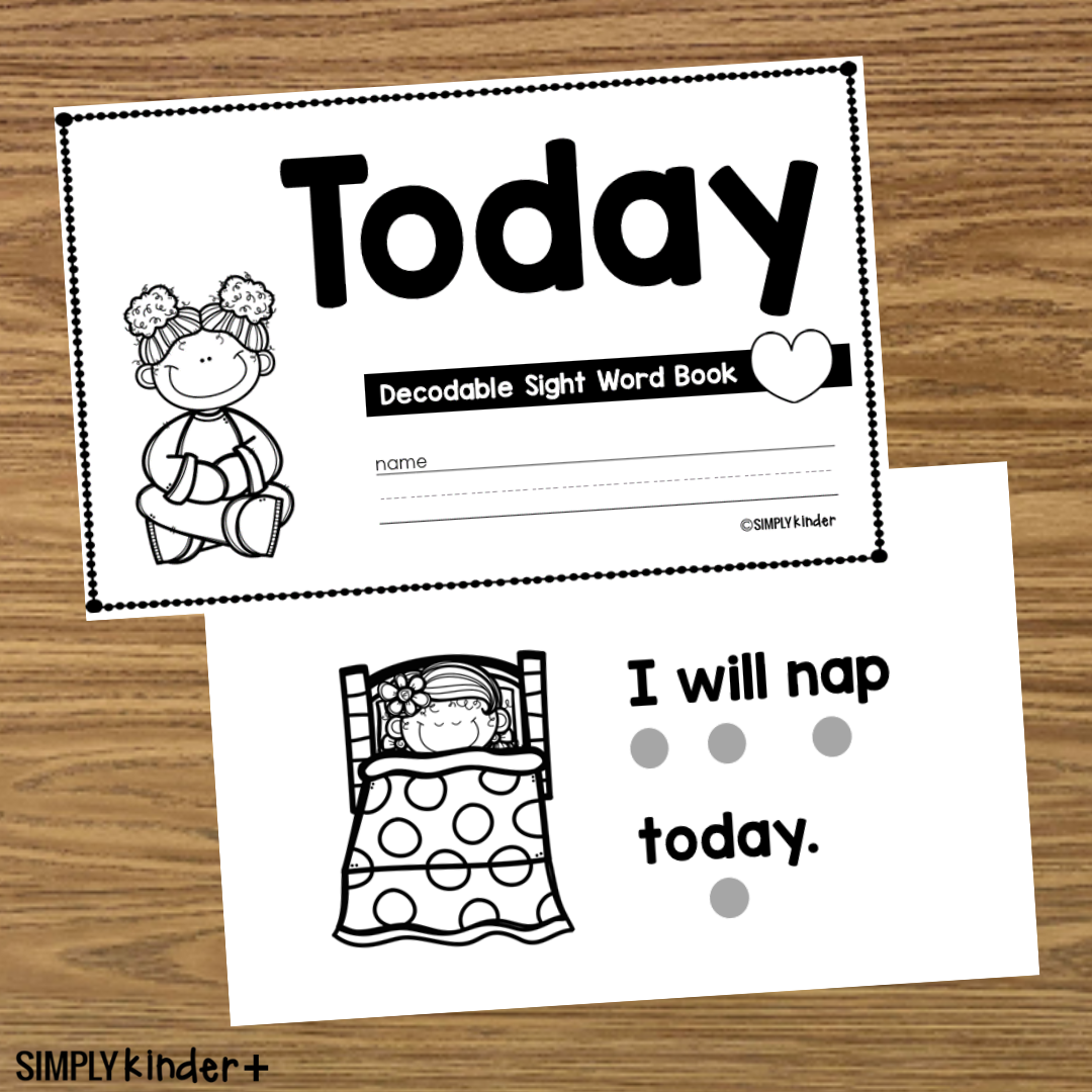 Today - Sight Word Book Activities - Simply Kinder Plus