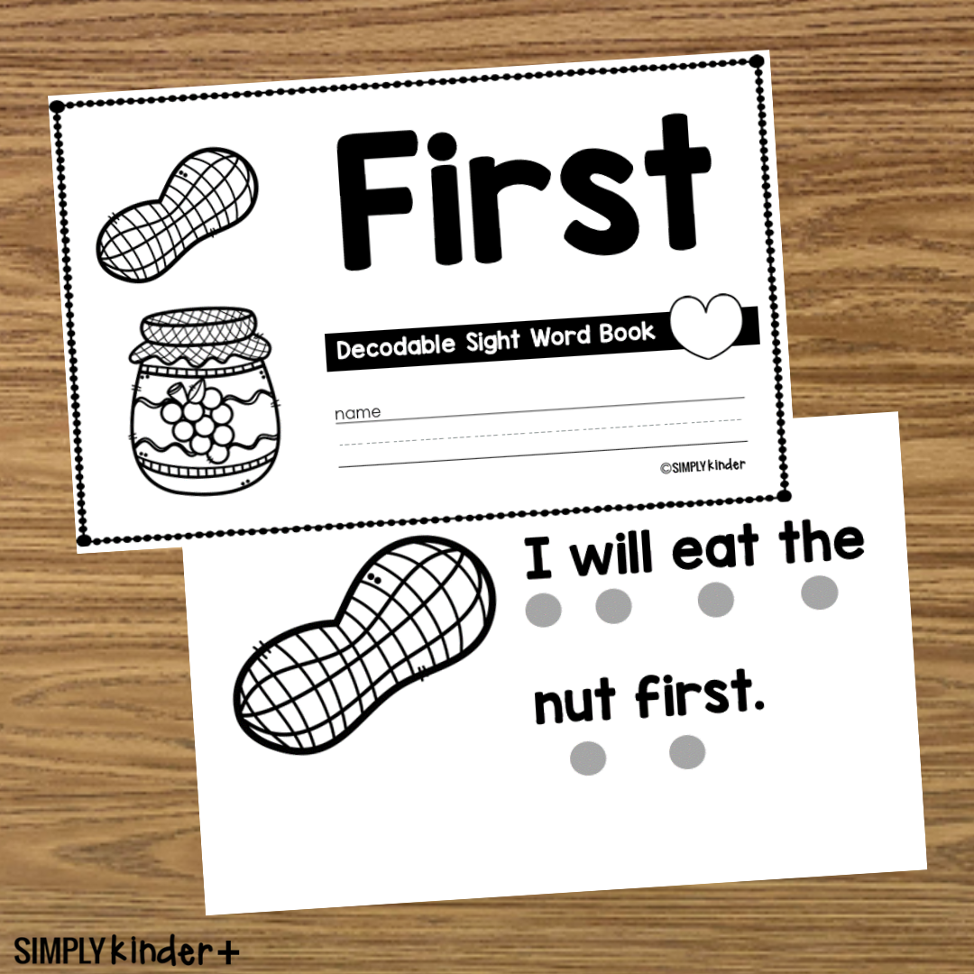 First - Sight Word Book Activities - Simply Kinder + Printable Membership
