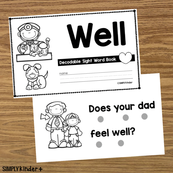 Well - Sight Word Book Activities - Simply Kinder + Printable Membership