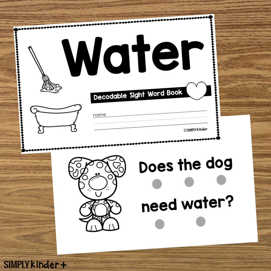 Water - Sight Word Book Activities - Simply Kinder Plus