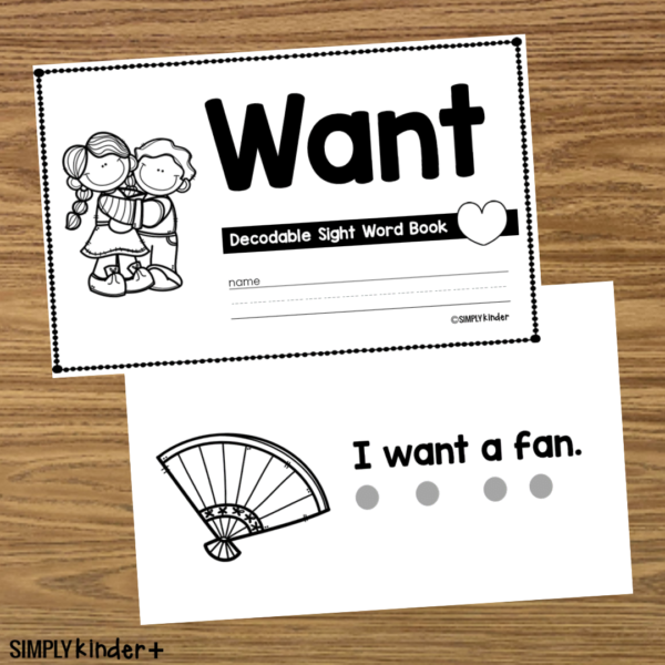 Want - Sight Word Book Activities - Simply Kinder + Printable Membership