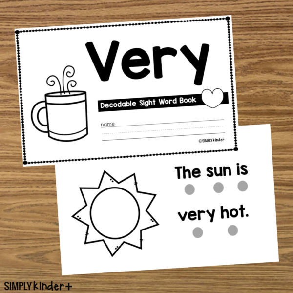 Very - Sight Word Book Activities - Simply Kinder + Printable Membership