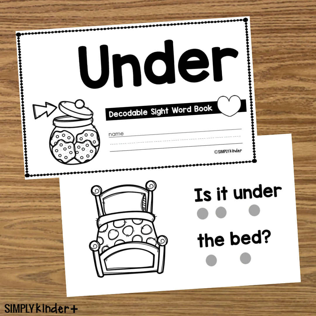Under - Sight Word Book Activities - Simply Kinder + Printable Membership