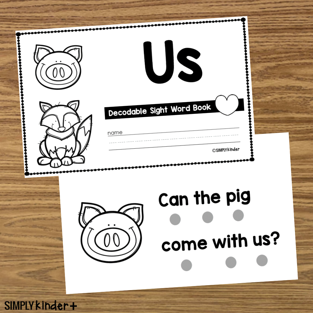 Us - Sight Word Book Activities - Simply Kinder + Printable Membership