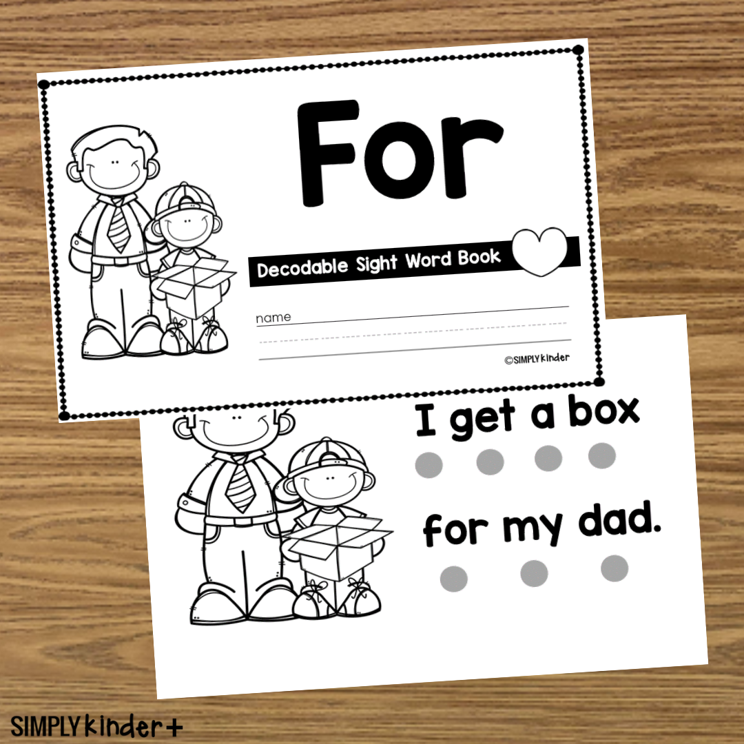 For - Sight Word Book Activities - Simply Kinder + Printable Membership