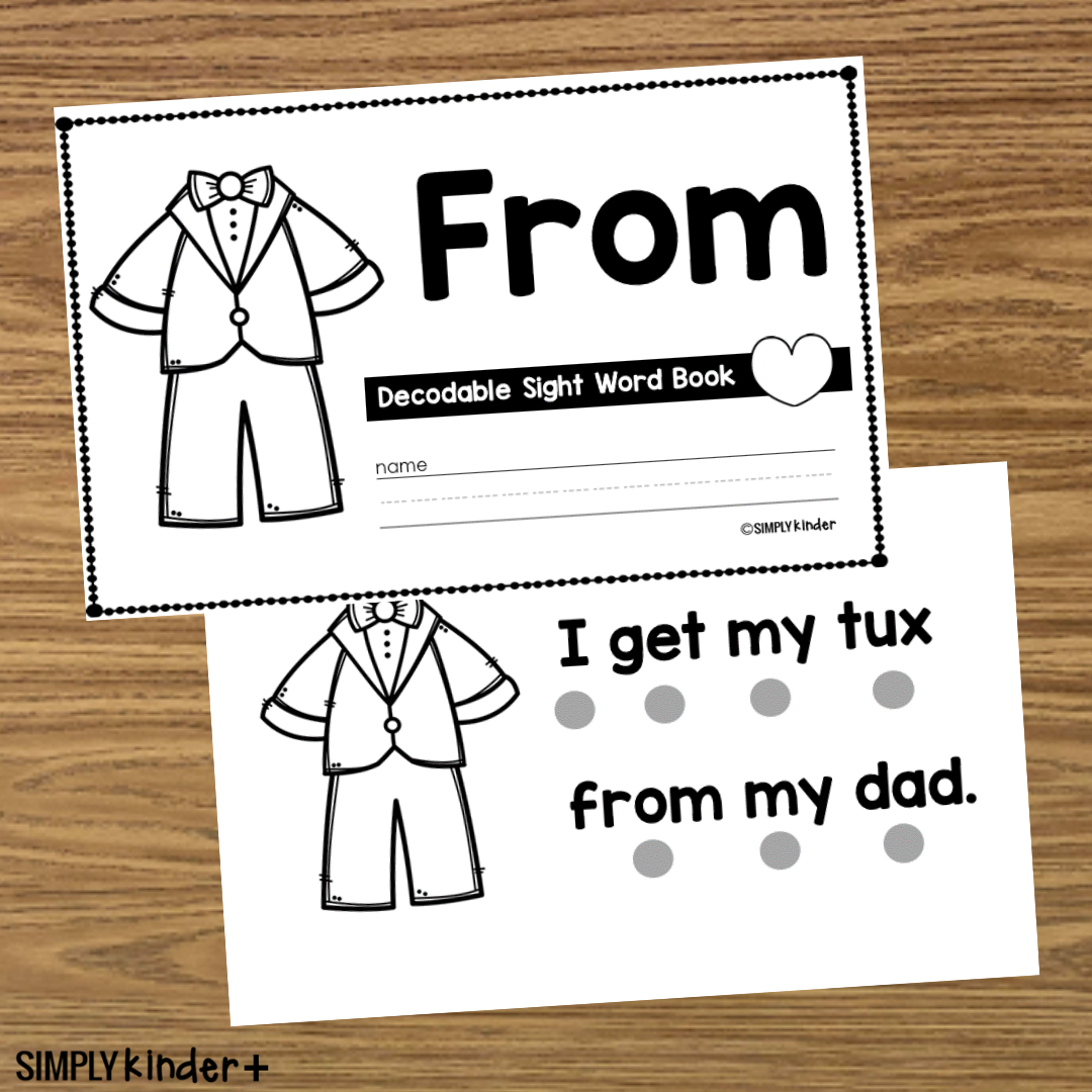 From - Sight Word Book Activities - Simply Kinder + Printable Membership