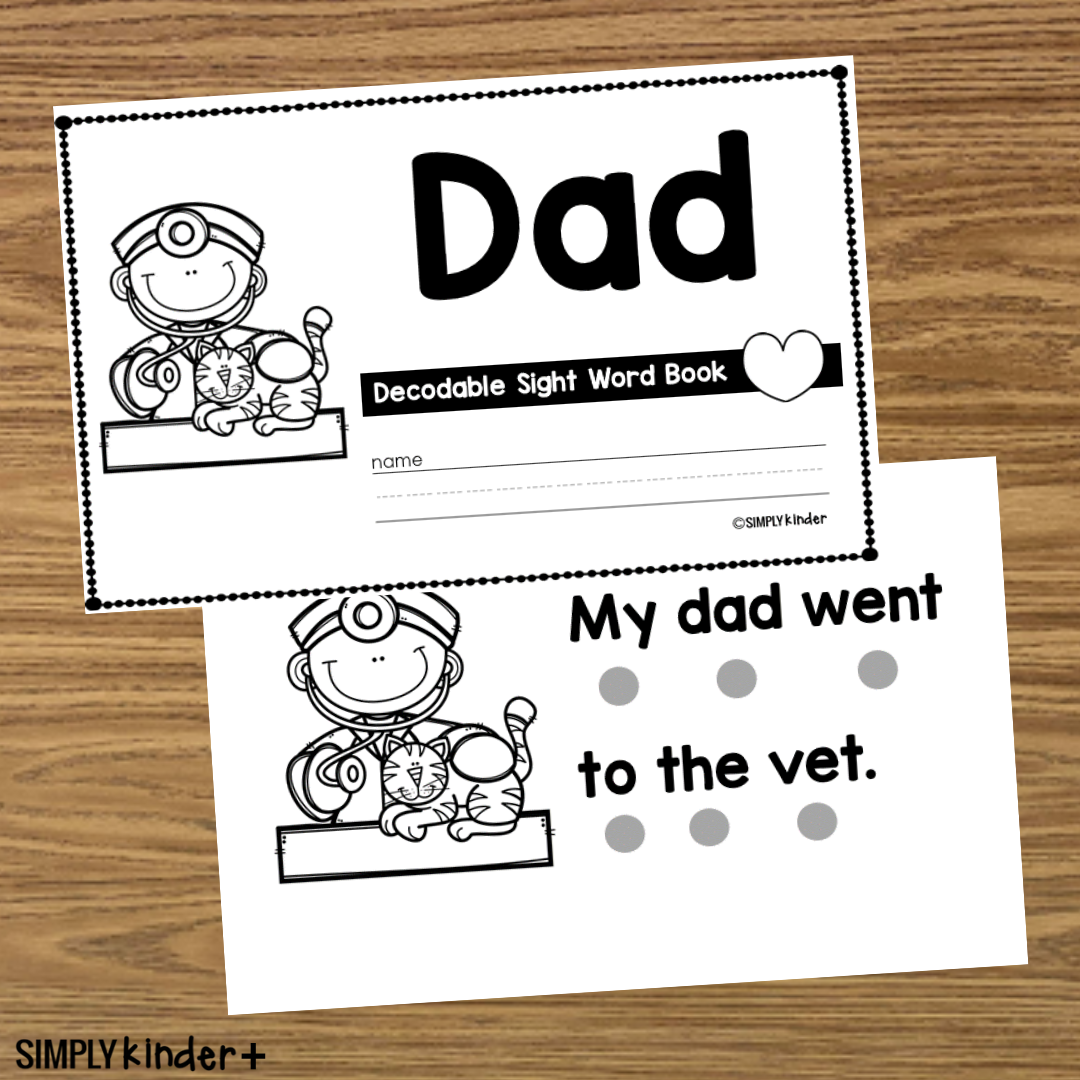 Dad - Sight Word Book Activities - Simply Kinder + Printable Membership