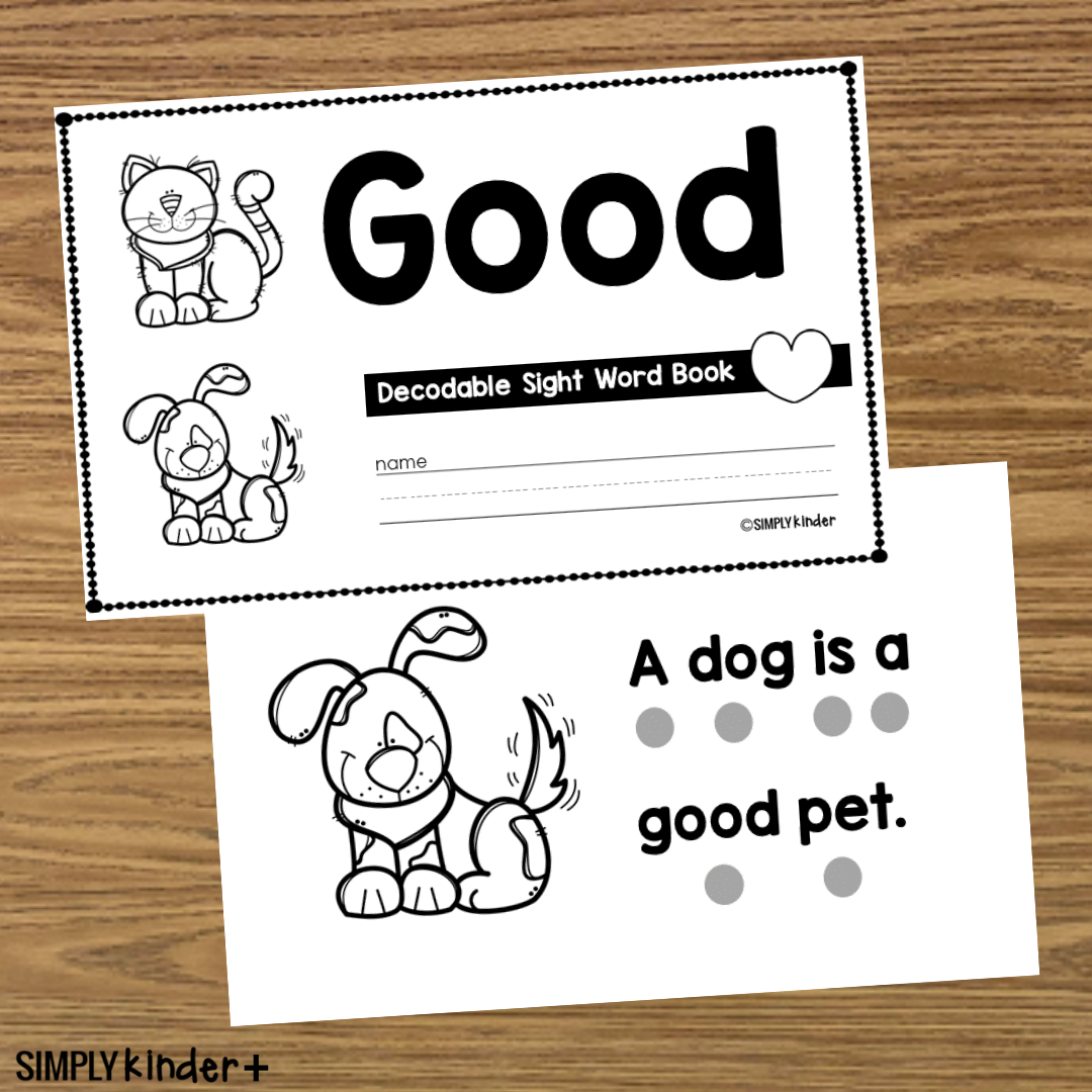 Good - Sight Word Book Activities - Simply Kinder + Printable Membership