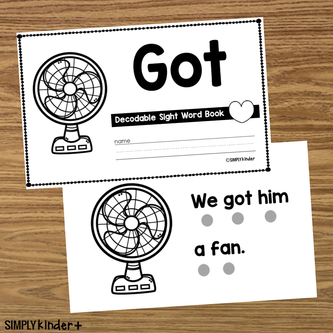 Got - Sight Word Book Activities - Simply Kinder + Printable Membership