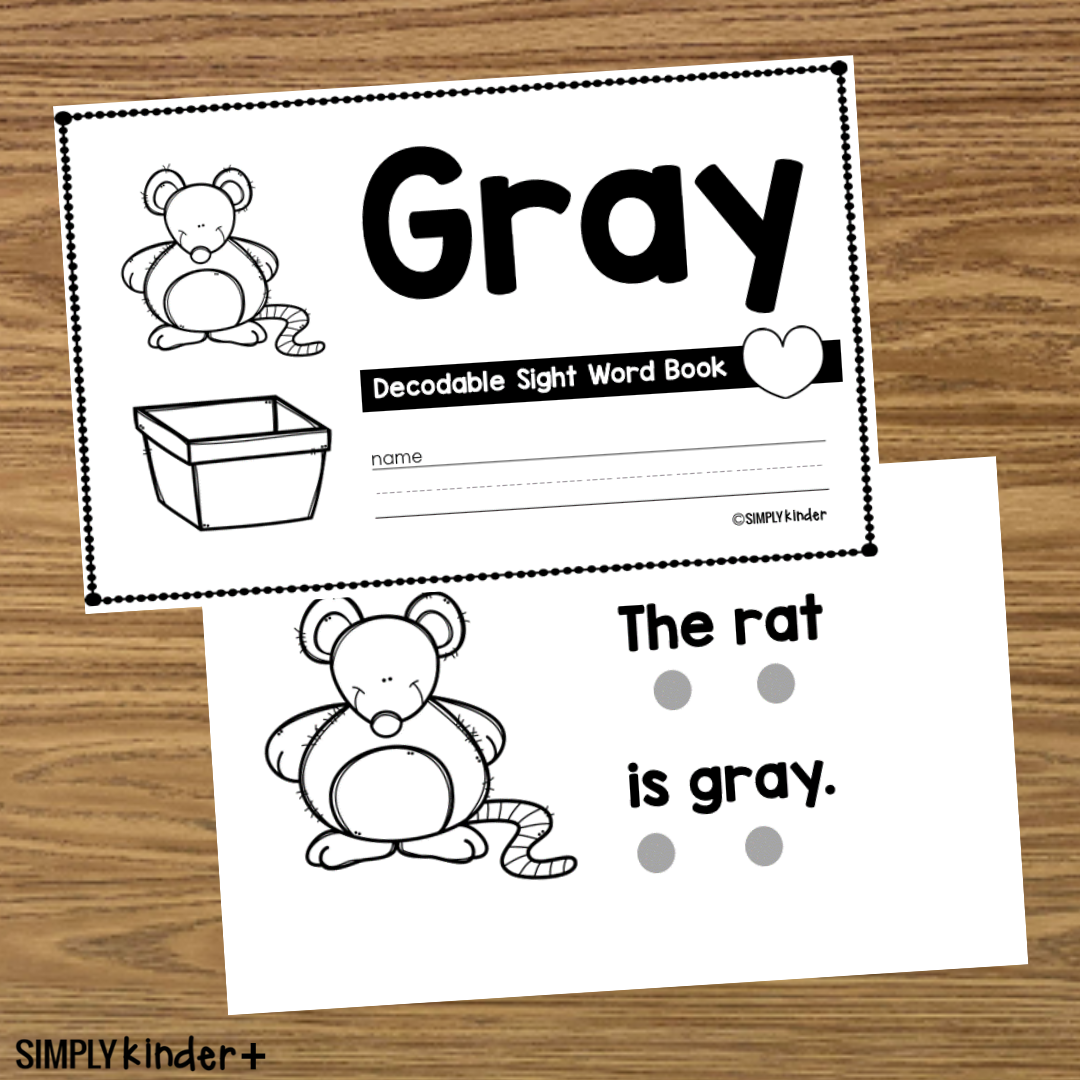 Gray - Sight Word Book Activities - Simply Kinder Plus