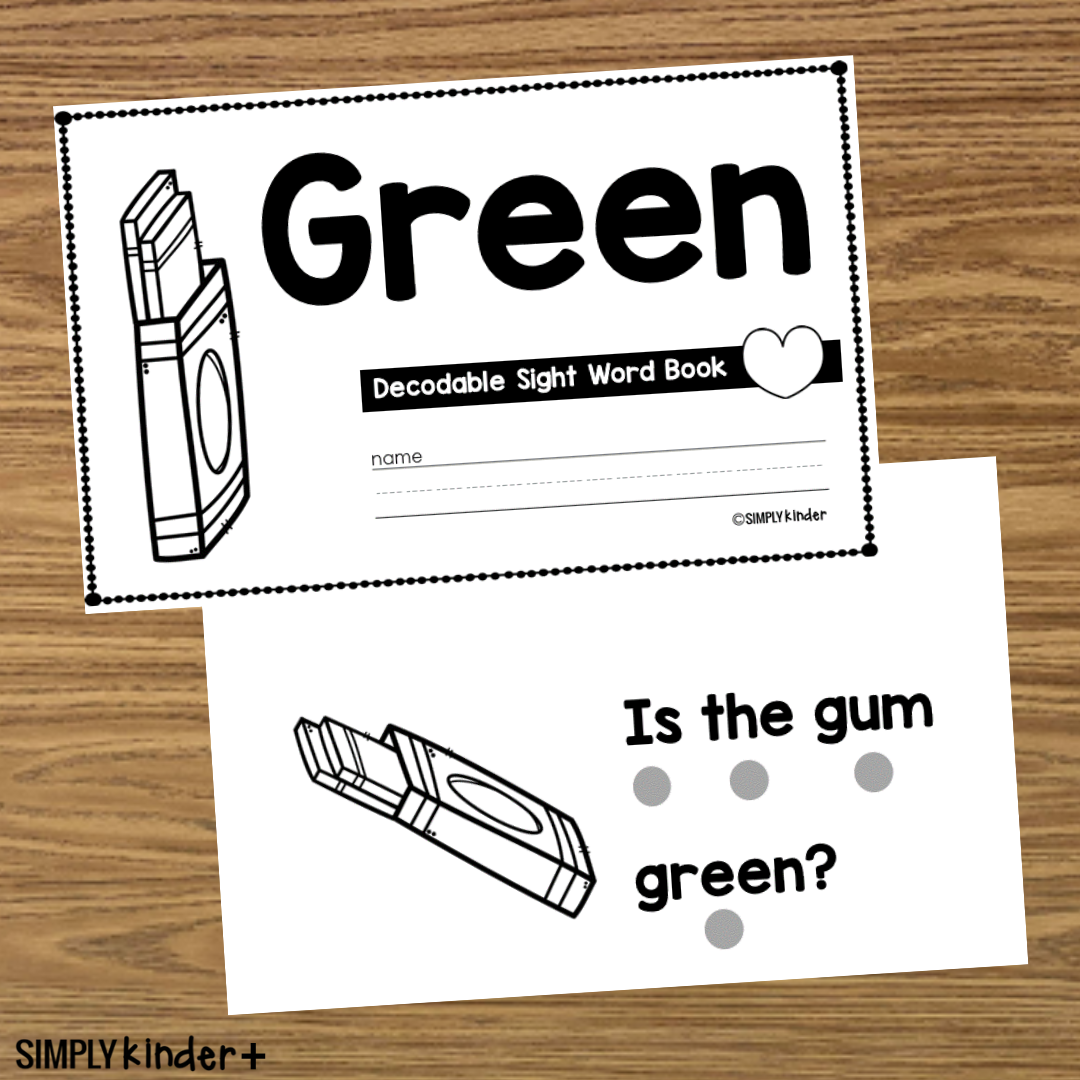 Green - Sight Word Book Activities - Simply Kinder + Printable Membership