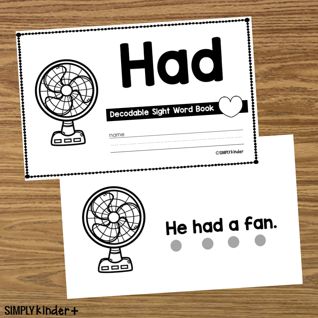 Had - Sight Word Book Activities - Simply Kinder + Printable Membership