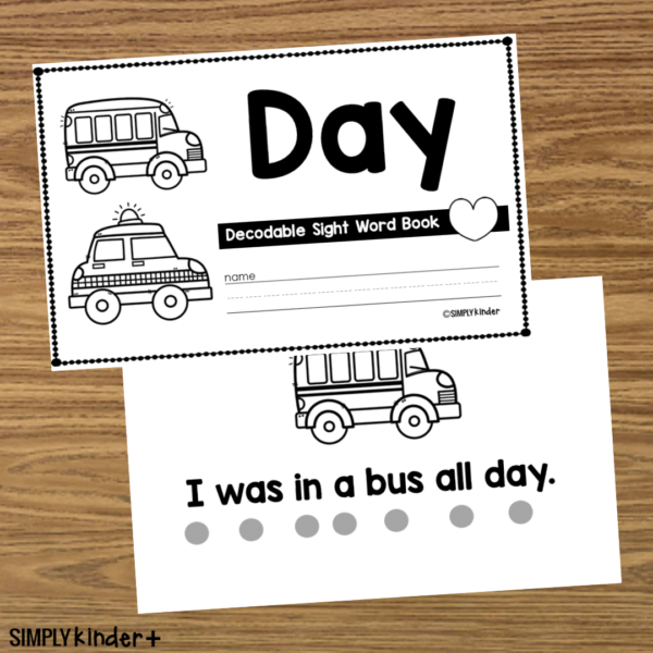 Day - Sight Word Book Activities - Simply Kinder + Printable Membership