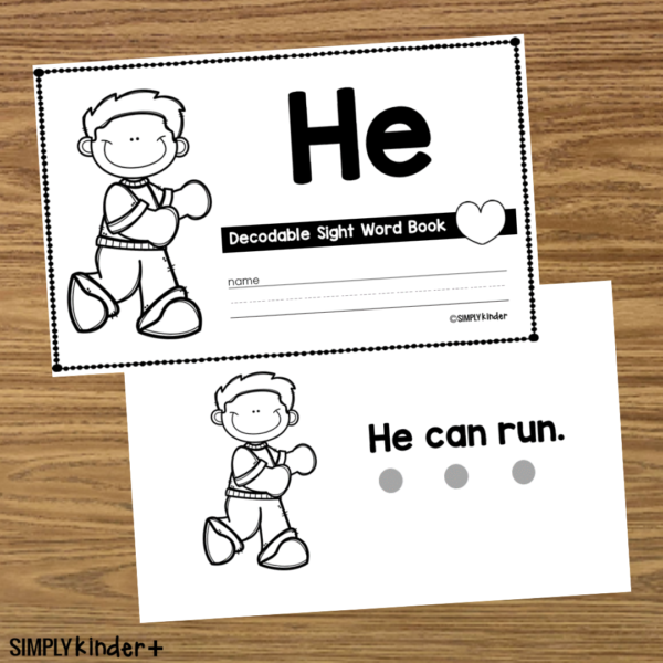 He - Sight Word Book Activities - Simply Kinder + Printable Membership