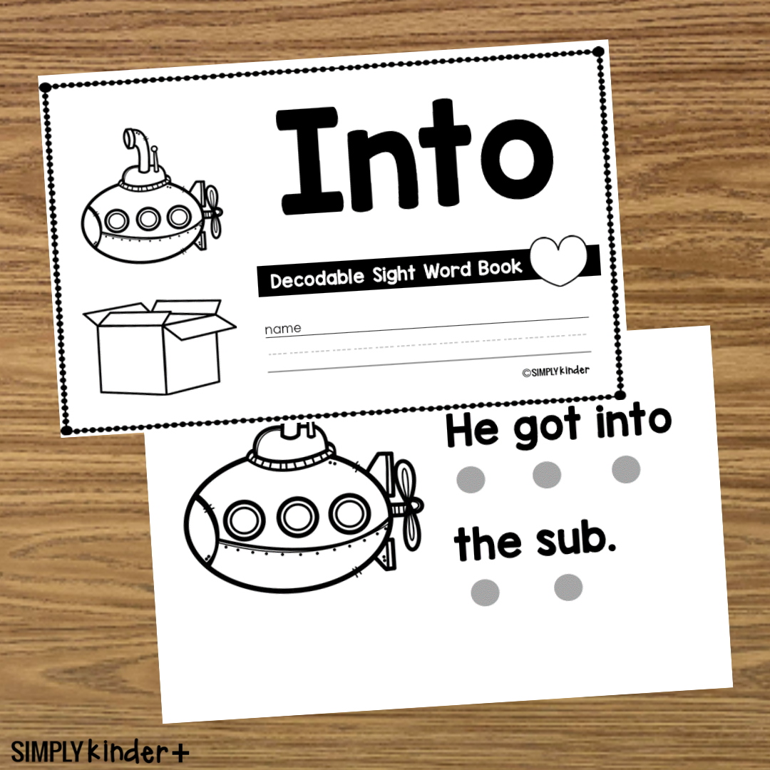 Into - Sight Word Book Activities - Simply Kinder + Printable Membership