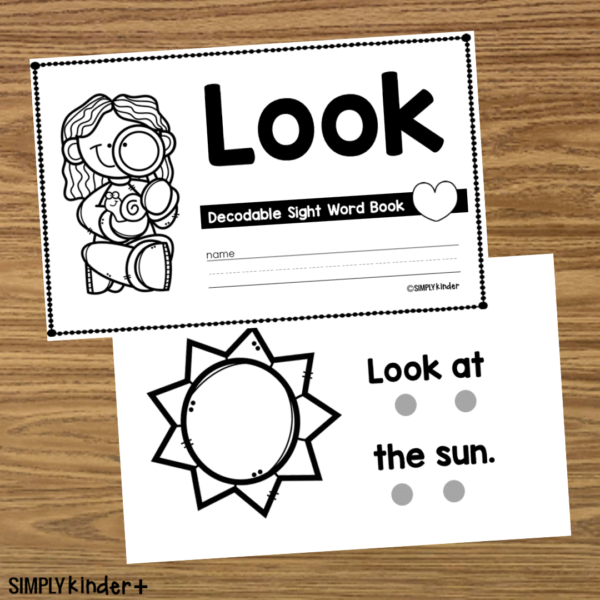 Look - Sight Word Book Activities - Simply Kinder + Printable Membership