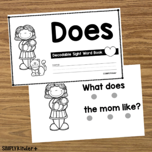 Does - Sight Word Book Activities - Simply Kinder + Printable Membership
