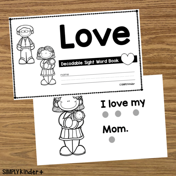 Love - Sight Word Book Activities - Simply Kinder + Printable Membership