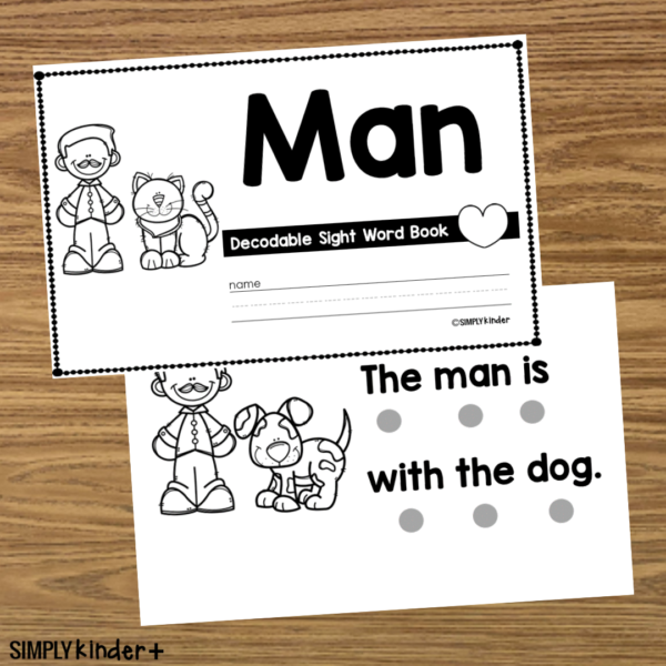 Man - Sight Word Book Activities - Simply Kinder + Printable Membership