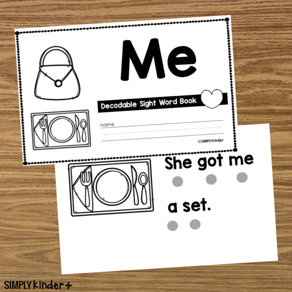 Me - Sight Word Book Activities - Simply Kinder + Printable Membership