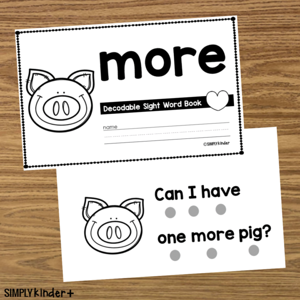 More - Sight Word Book Activities - Simply Kinder + Printable Membership