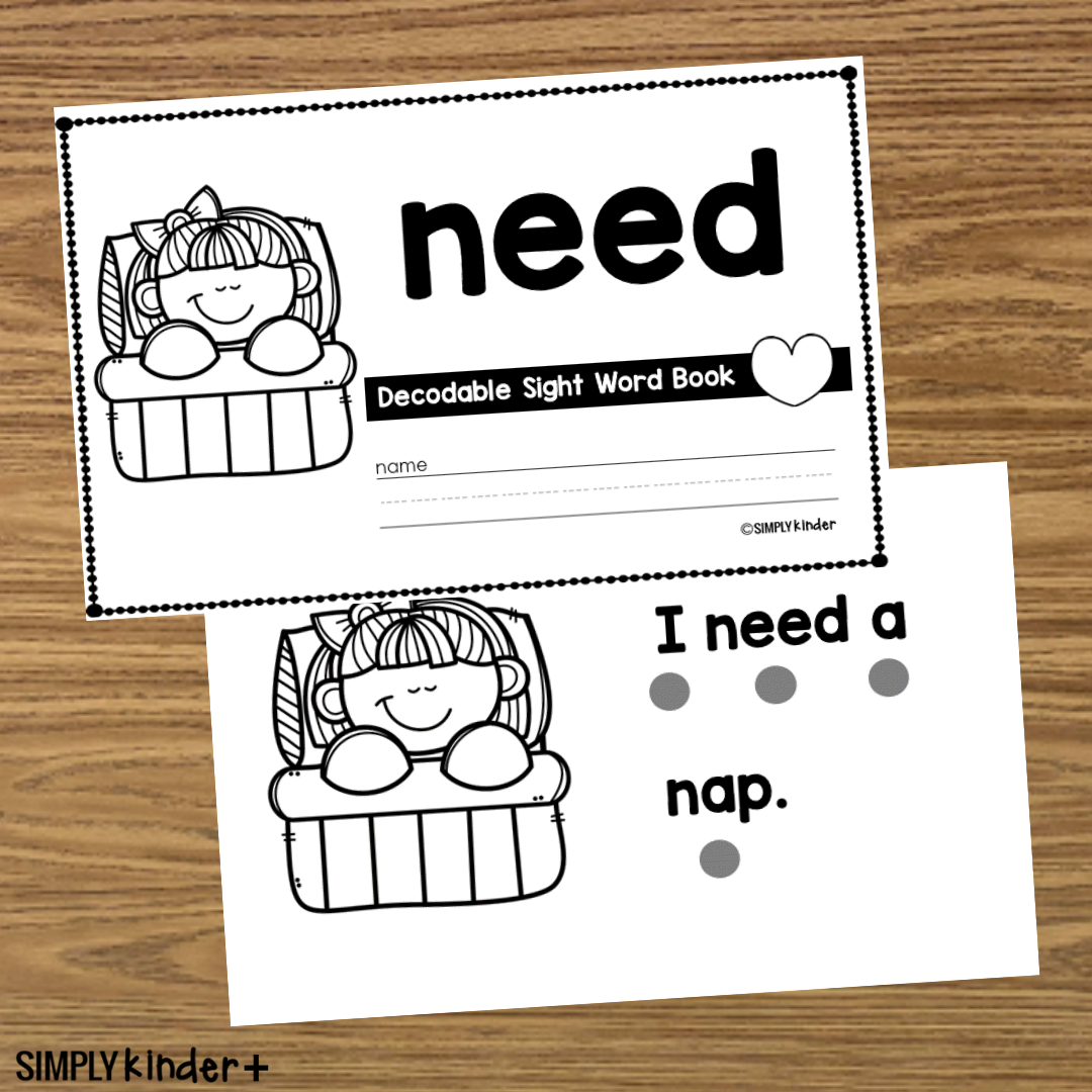 Need - Sight Word Book Activities - Simply Kinder + Printable Membership