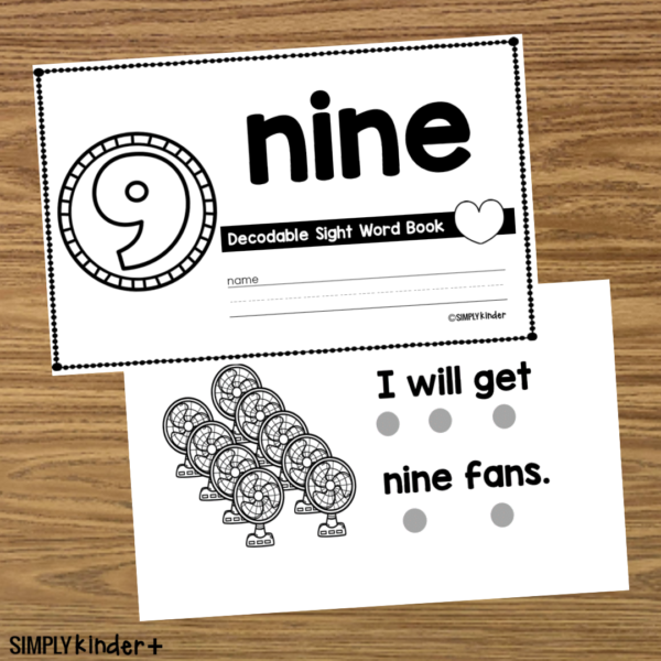 Nine - Sight Word Book Activities - Simply Kinder + Printable Membership