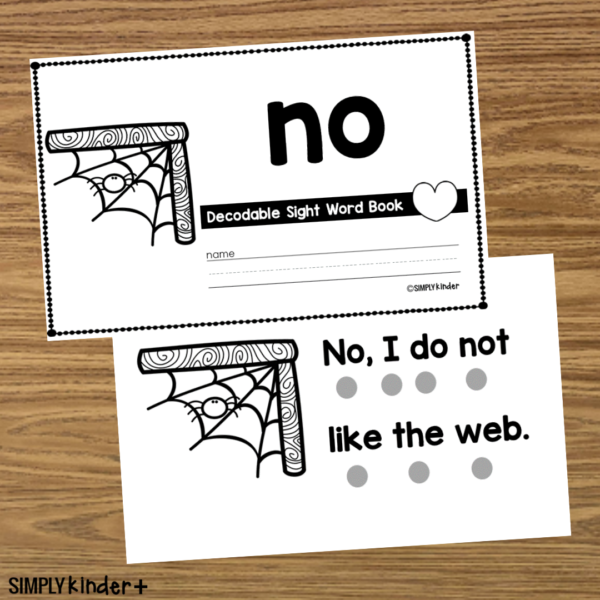No - Sight Word Book Activities - Simply Kinder + Printable Membership