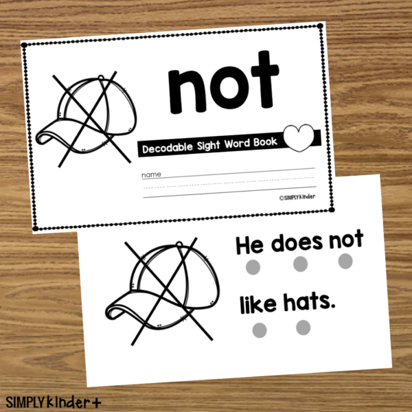 Not - Sight Word Book Activities - Simply Kinder + Printable Membership
