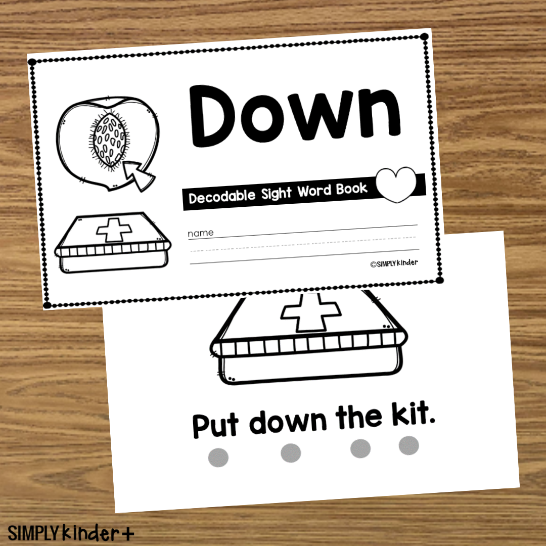 Down - Sight Word Book Activities - Simply Kinder + Printable Membership