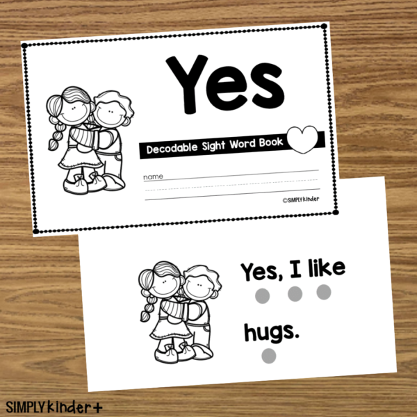 Yes - Sight Word Book Activities - Simply Kinder + Printable Membership