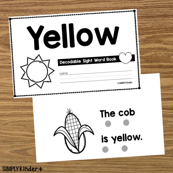 Yellow - Sight Word Book Activities - Simply Kinder + Printable Membership